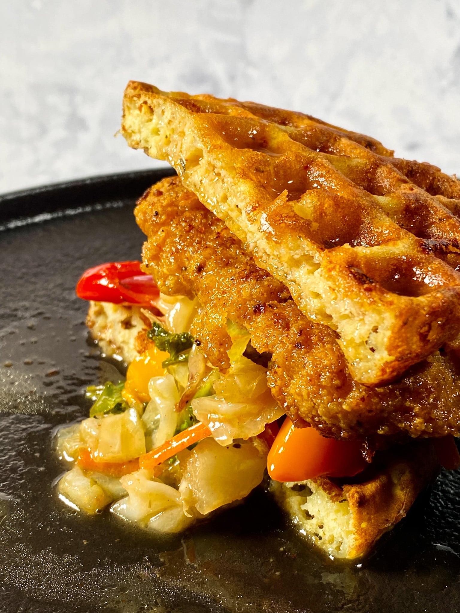 Chicken and Chaffles (Waffles) - The Tasteful Tribe