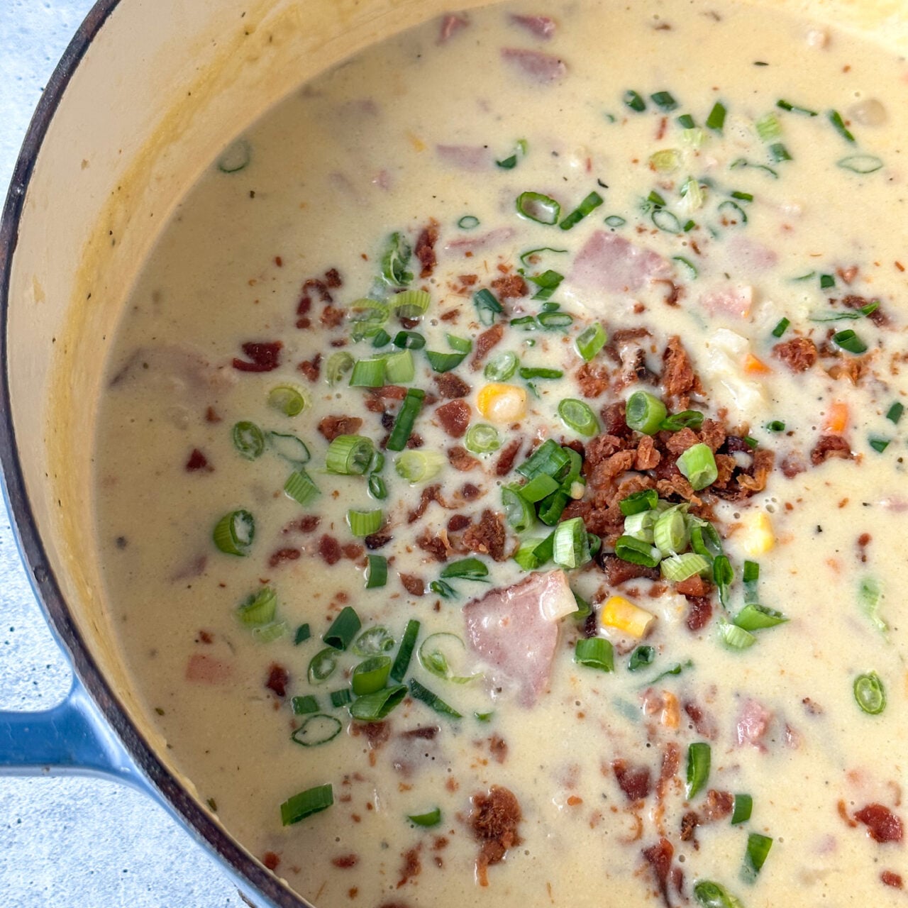 Simple Creamy Ham and Potato Corn Chowder - The Tasteful Tribe