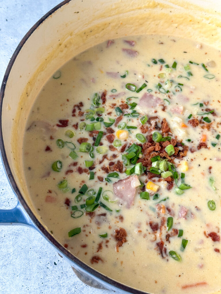 Simple Creamy Ham and Potato Corn Chowder - The Tasteful Tribe