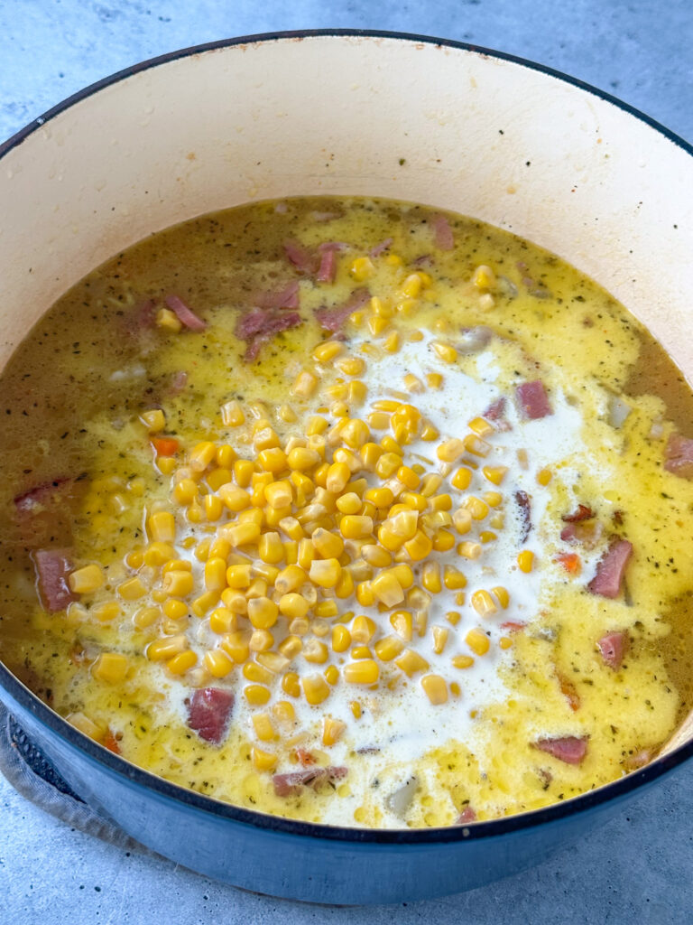 Simple Creamy Ham and Potato Corn Chowder - The Tasteful Tribe