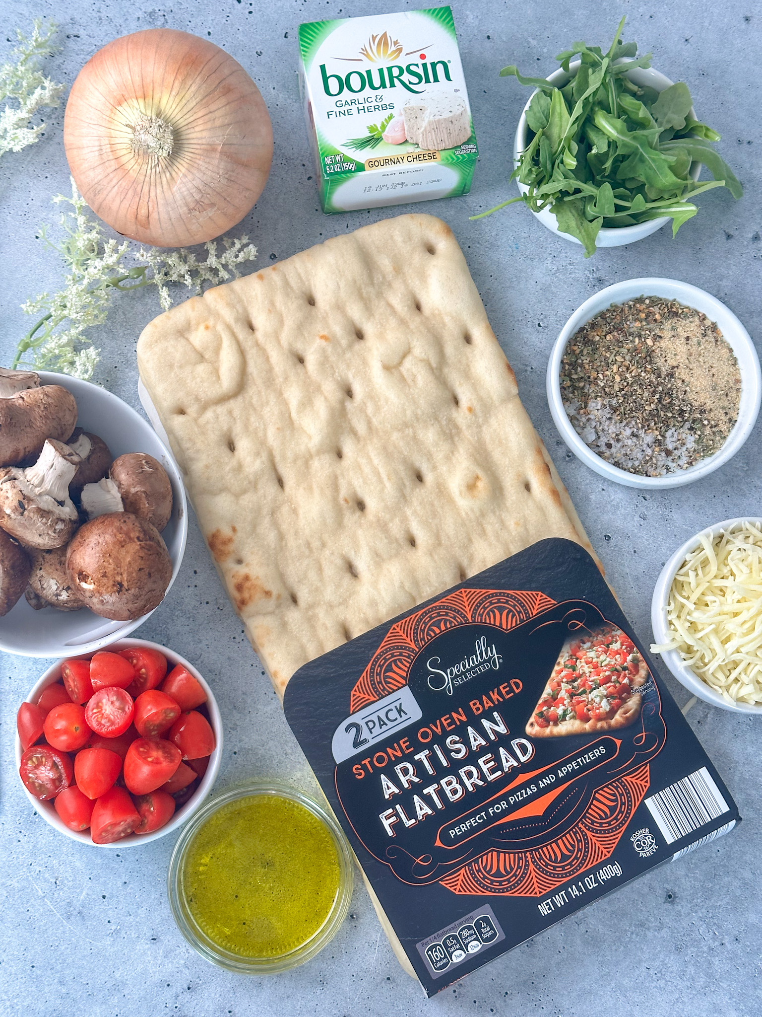 Easy Caramelized Onion and Mushroom Flatbread Pizza - The Tasteful Tribe