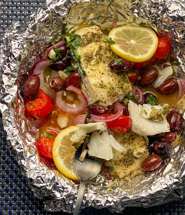 The Best Mediterranean Baked Fish in Foil Packets - The Tasteful Tribe