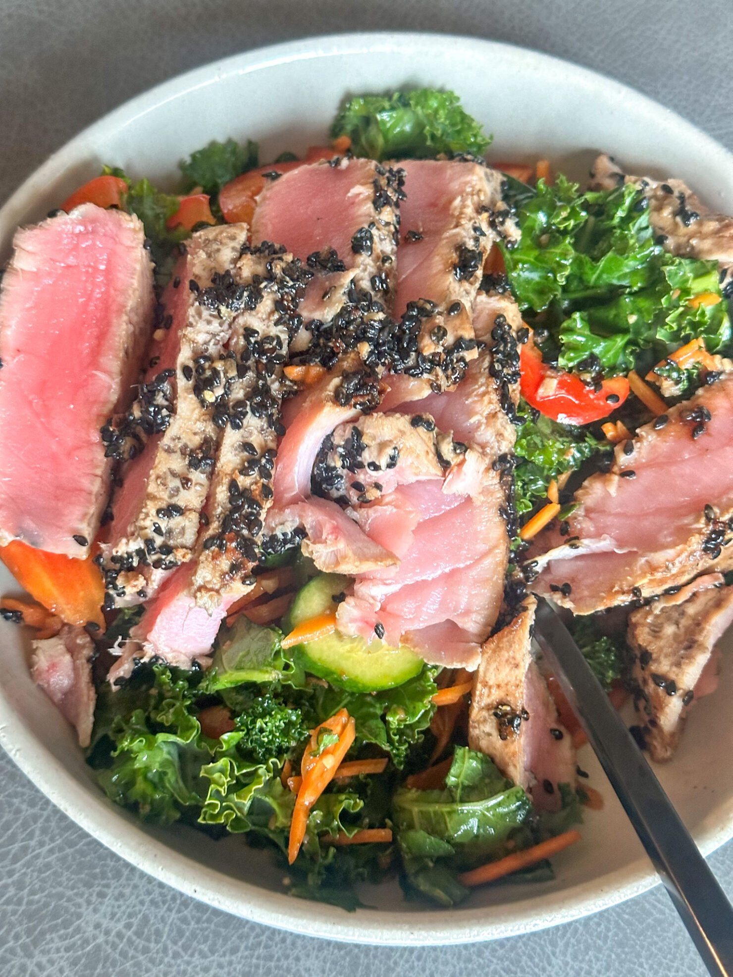 Easy Perfectly Seared Ahi Tuna (With Sesame Kale Salad) - The Tasteful ...