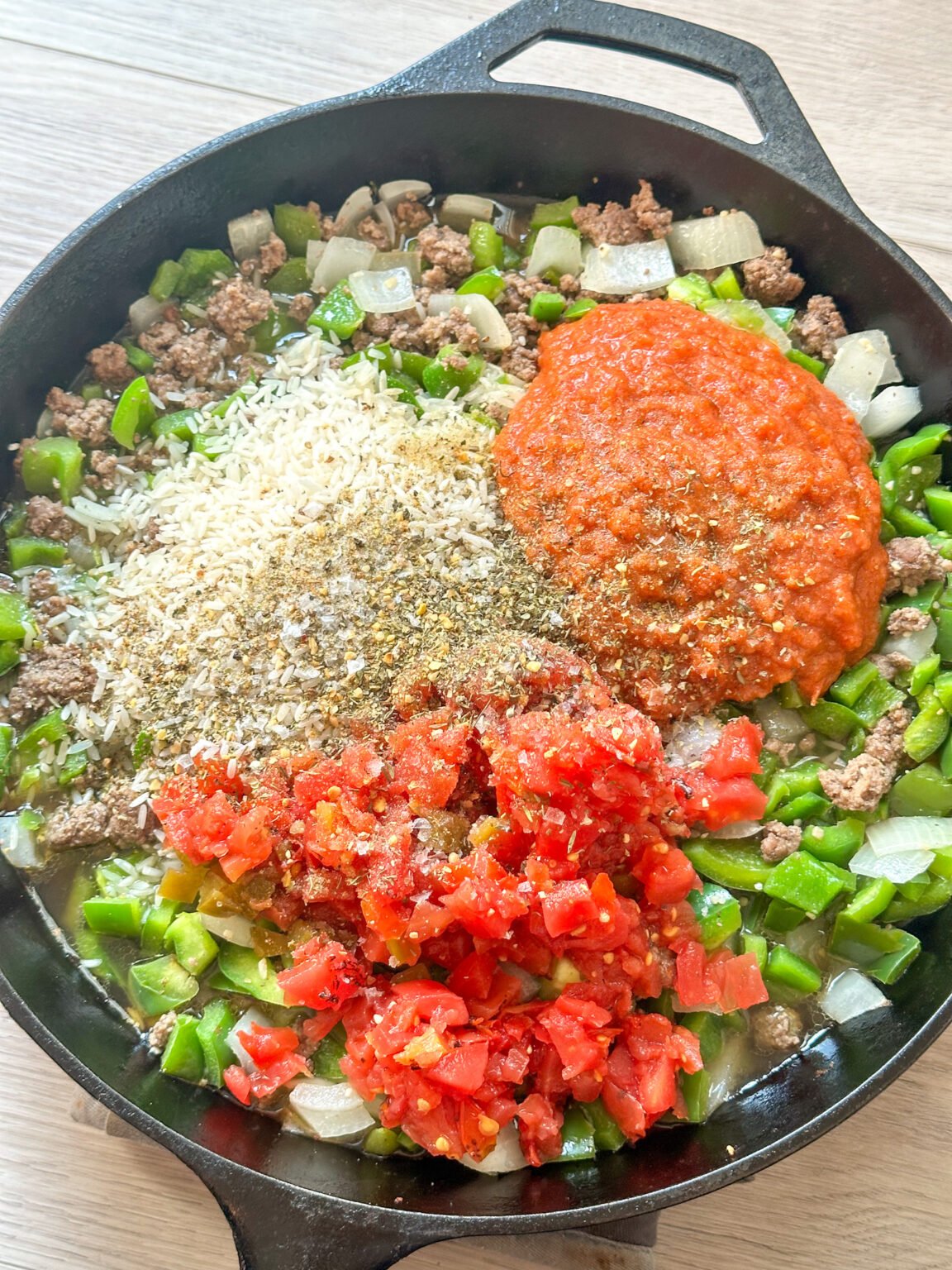 Easy Stuffed Pepper Skillet (One Pan Meal!) - The Tasteful Tribe