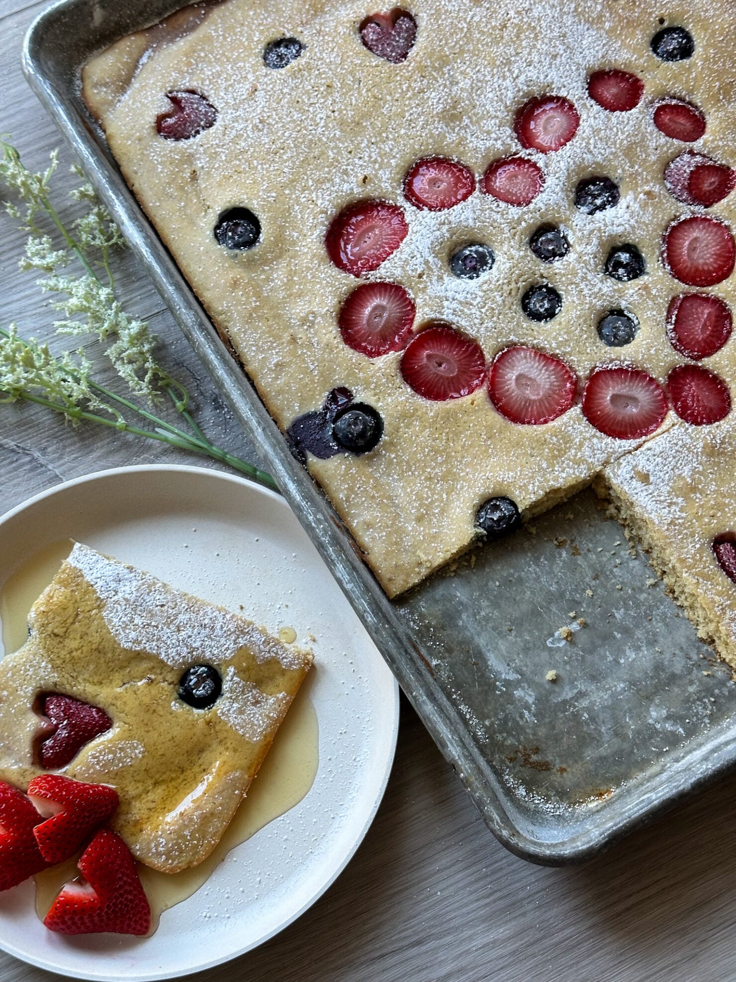 Simple Sweetheart Brown Sugar Sheet Pan Pancakes - The Tasteful Tribe